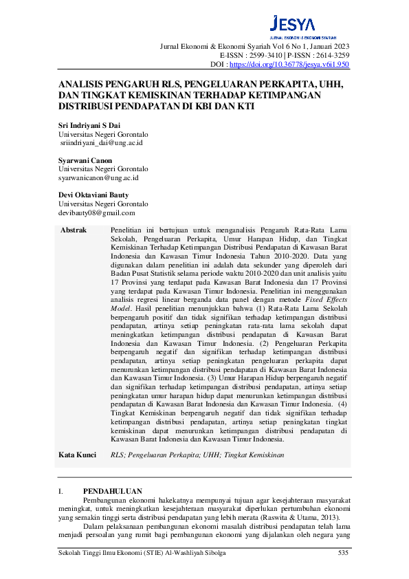 (PDF) Analisis Pengaruh RLS, Pengeluaran Perkapita, Uhh, Dan Tingkat ... (PDF) Analisis Pengaruh RLS, Pengeluaran Perkapita, Uhh, Dan Tingkat ...