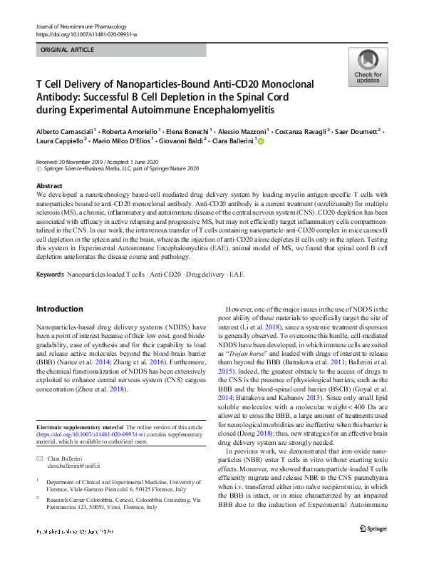 (PDF) T Cell-Delivered Anti-CD20 for EAE Treatment