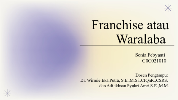 (PPT) PPT Franchise atau Waralaba