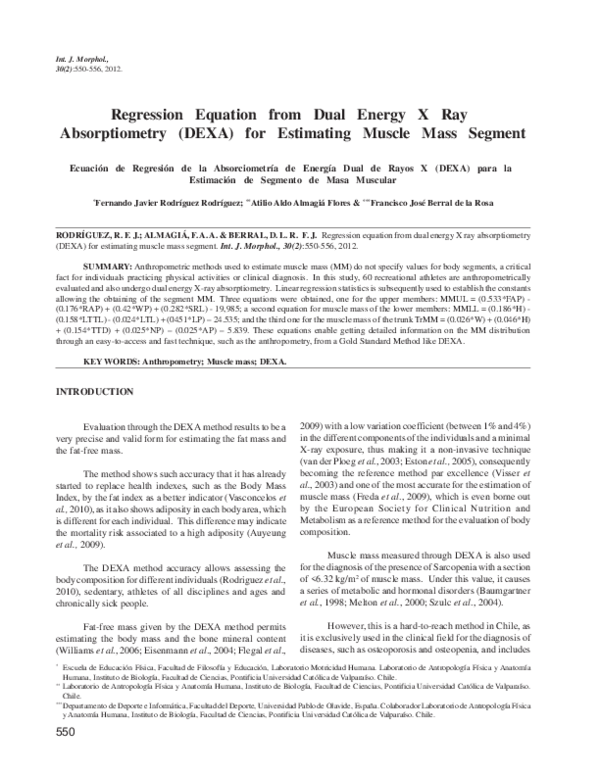 (PDF) Regression Equation from Dual Energy X Ray Absorptiometry (DEXA ...