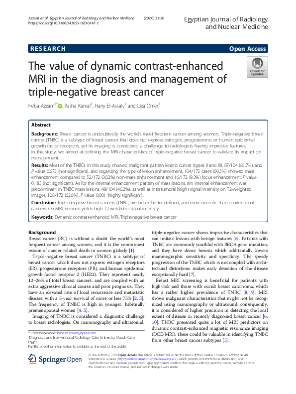 (PDF) The value of dynamic contrast-enhanced MRI in the diagnosis and management of triple ...