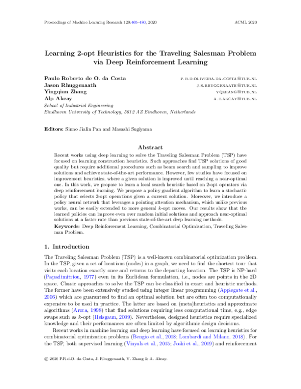 (PDF) Learning 2-opt Heuristics for the Traveling Salesman Problem via Deep Reinforcement ...