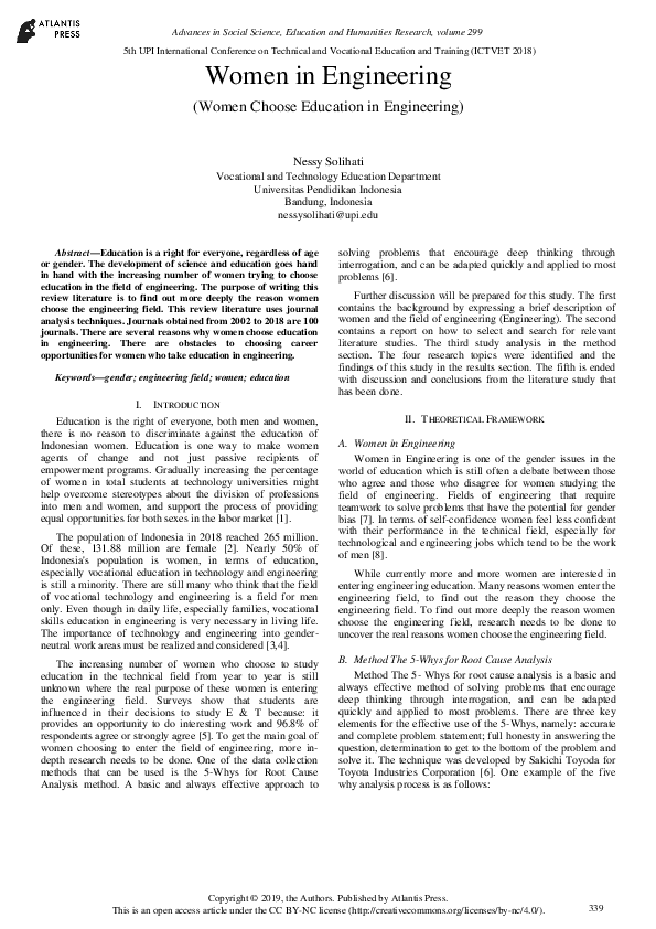 (PDF) Women in Engineering (Women Choose Education in Engineering)