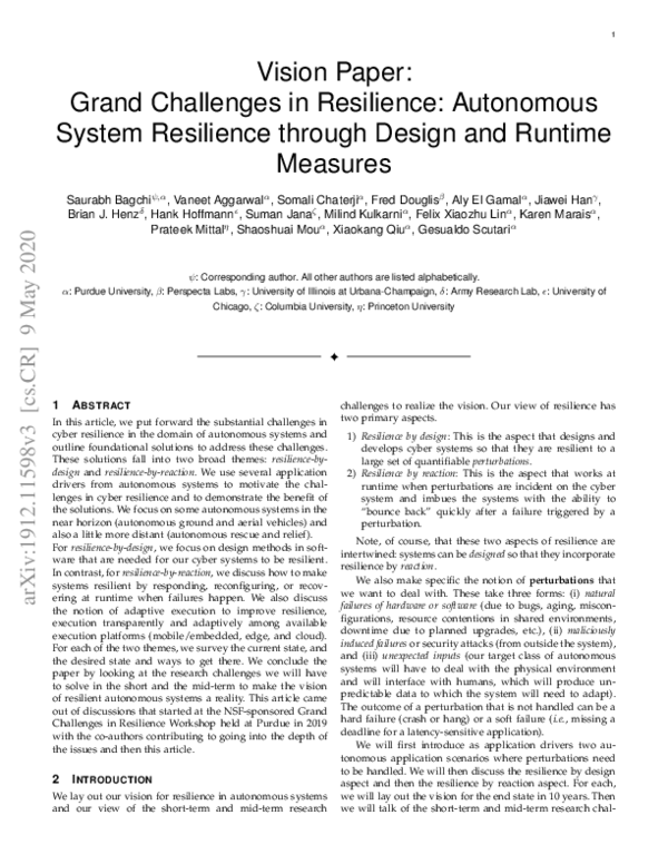 (PDF) Grand Challenges in Resilience: Autonomous System Resilience through Design and Runtime ...