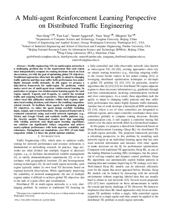 (PDF) A Multi-agent Reinforcement Learning Perspective on Distributed ...