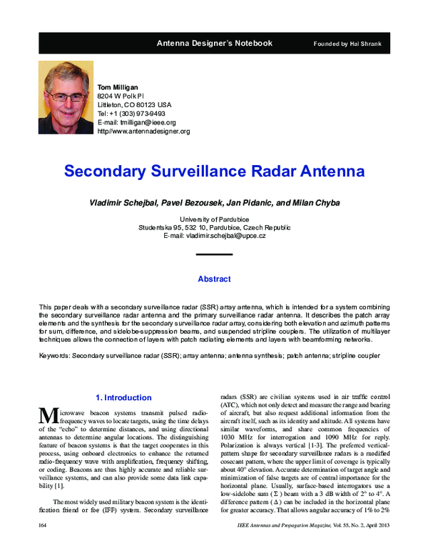 (PDF) Secondary Surveillance Radar Antenna [Antenna Designer's Notebook]
