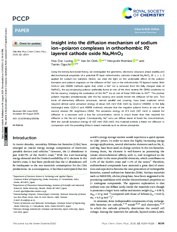 (PDF) Insight into the diffusion mechanism of sodium ion–polaron ...