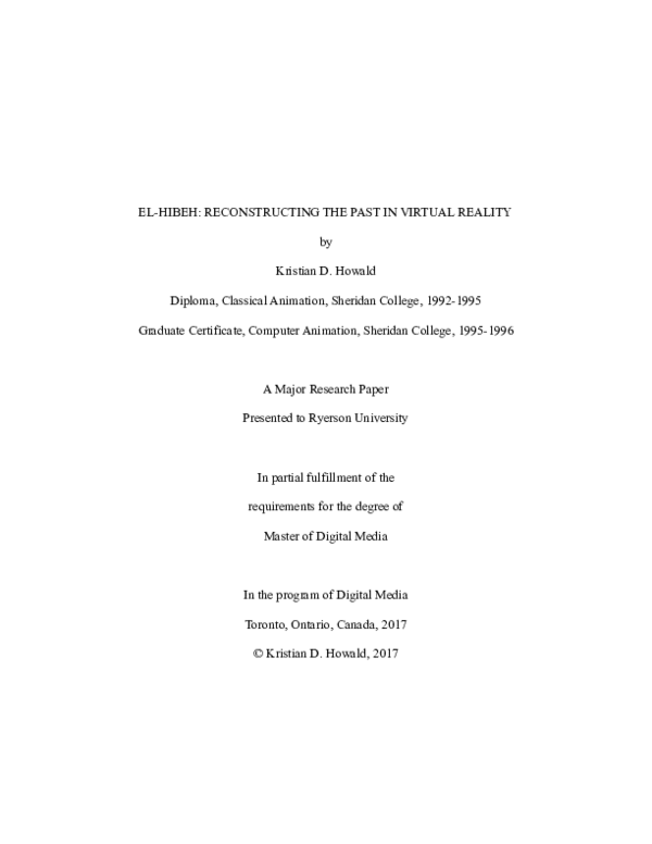 (PDF) EL-HIBEH: RECONSTRUCTING THE PAST IN VIRTUAL REALITY