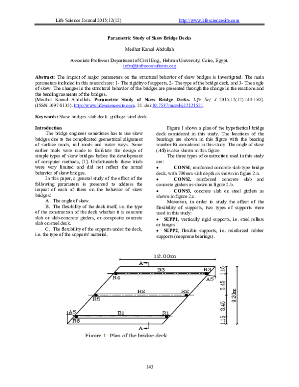 (PDF) Parametric Study of Skew Bridge Decks