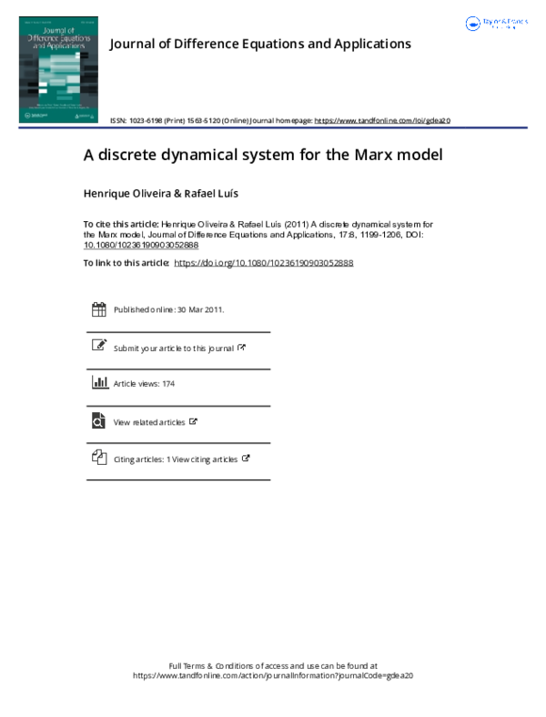 (PDF) A discrete dynamical system for the Marx model