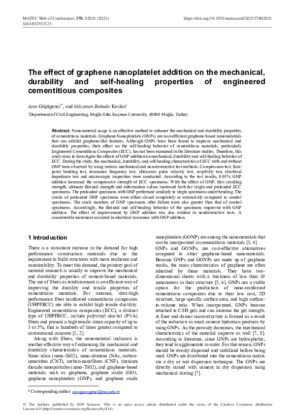 (PDF) The effect of graphene nanoplatelet addition on the mechanical, durability and self ...