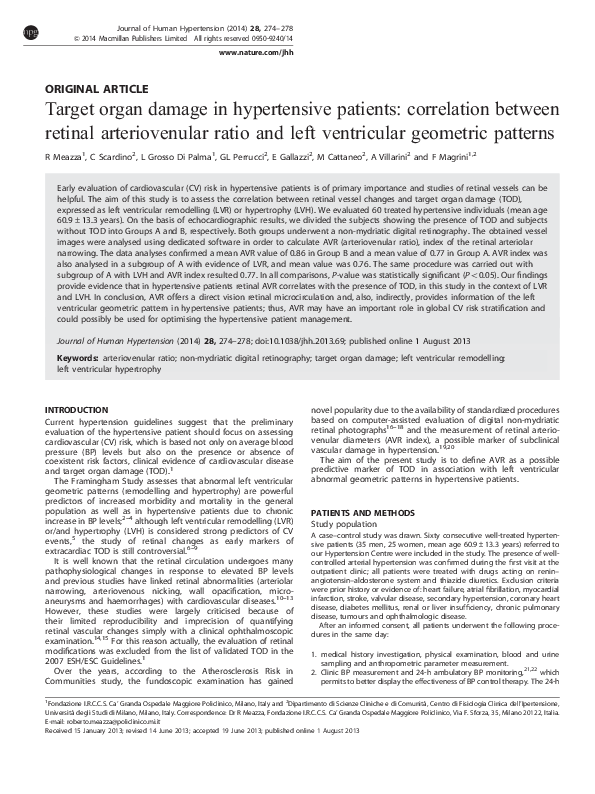 (PDF) Target organ damage in hypertensive patients: correlation between ...