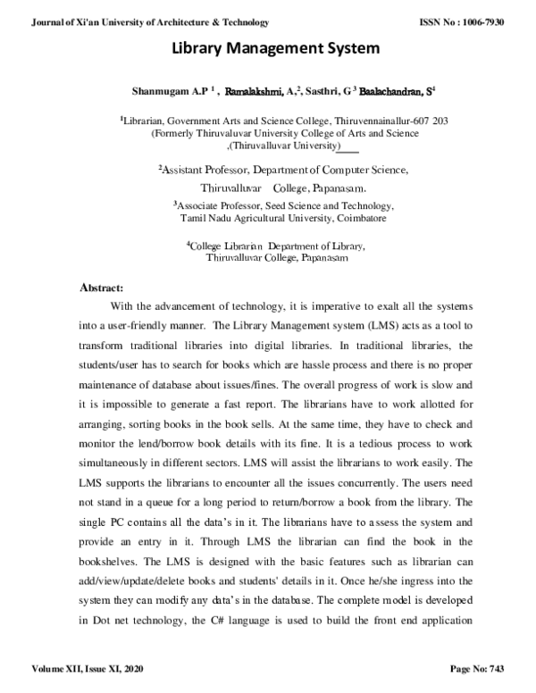 (PDF) Library Management System