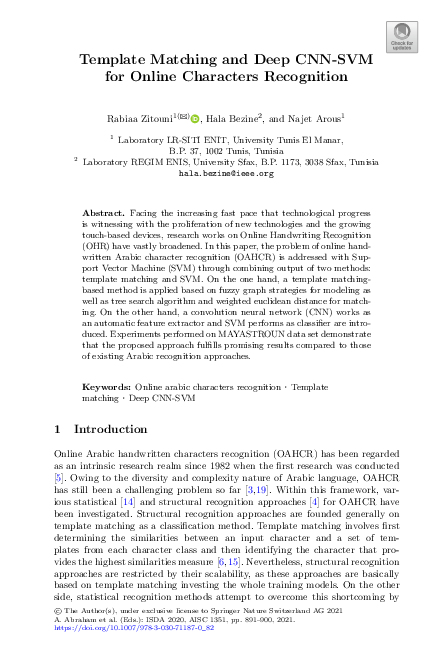 (PDF) Template Matching and Deep CNN-SVM for Online Characters Recognition