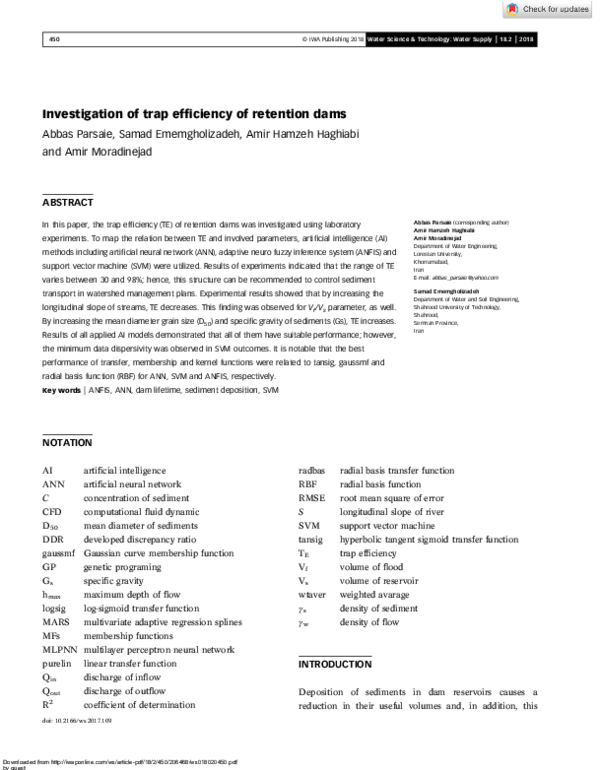 (PDF) Investigation of trap efficiency of retention dams