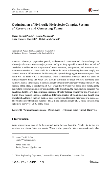 (PDF) Optimization of Hydraulic-Hydrologic Complex System of Reservoirs ...