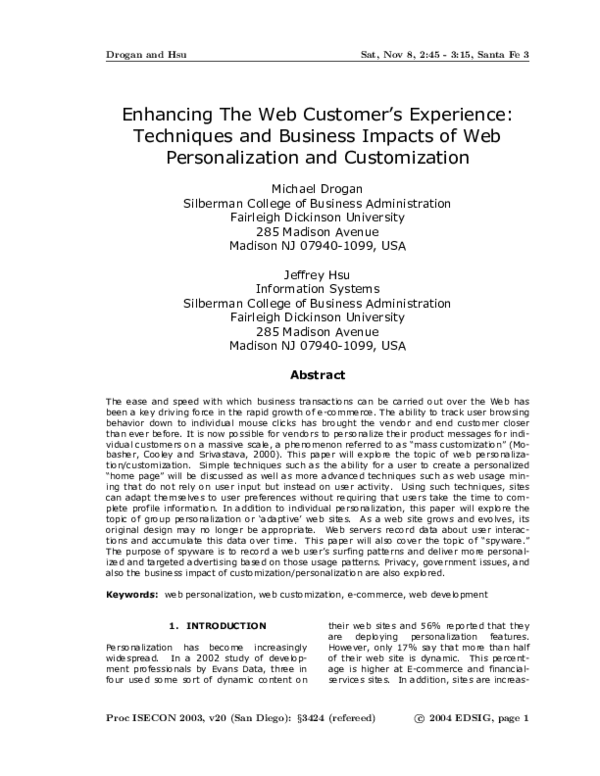 (PDF) Enhancing The Web Customer's Experience: Techniques and Business Impacts of Web ...