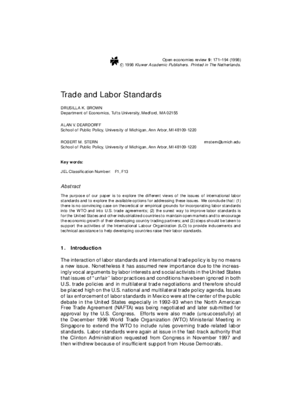 (PDF) Trade and Labor Standards