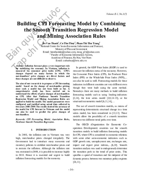(PDF) Building CPI Forecasting Model by Combining the Smooth Transition Regression Model and ...