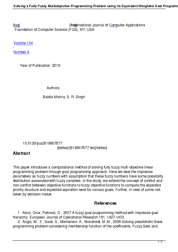 (PDF) Solving a Fully Fuzzy Multiobjective Programming Problem using its Equivalent Weighted ...
