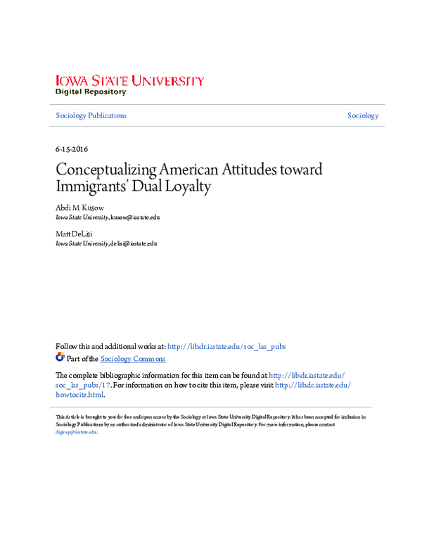 (PDF) Conceptualizing American Attitudes toward Immigrants’ Dual Loyalty
