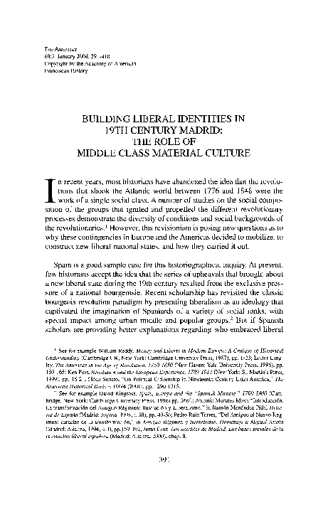 (PDF) Building Liberal Identities in 19th Century Madrid: The Role of ...