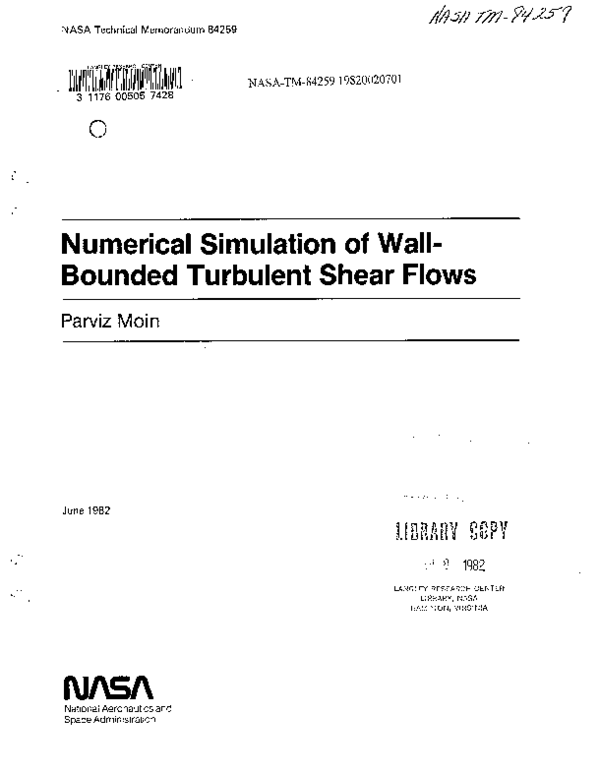 (PDF) Numerical simulation of wall-bounded turbulent shear flows