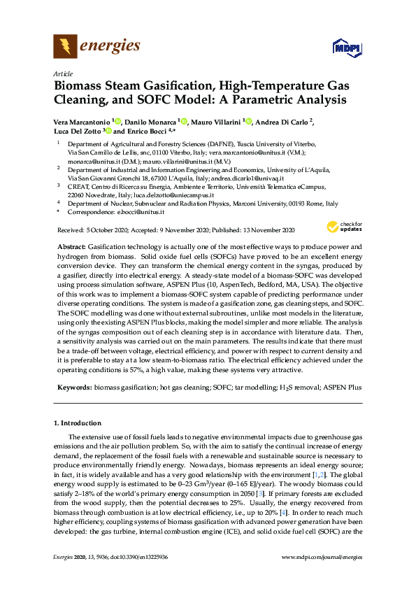 (PDF) Dataset - Biomass Steam Gasification, High-Temperature Gas Cleaning, and SOFC Model: A ...