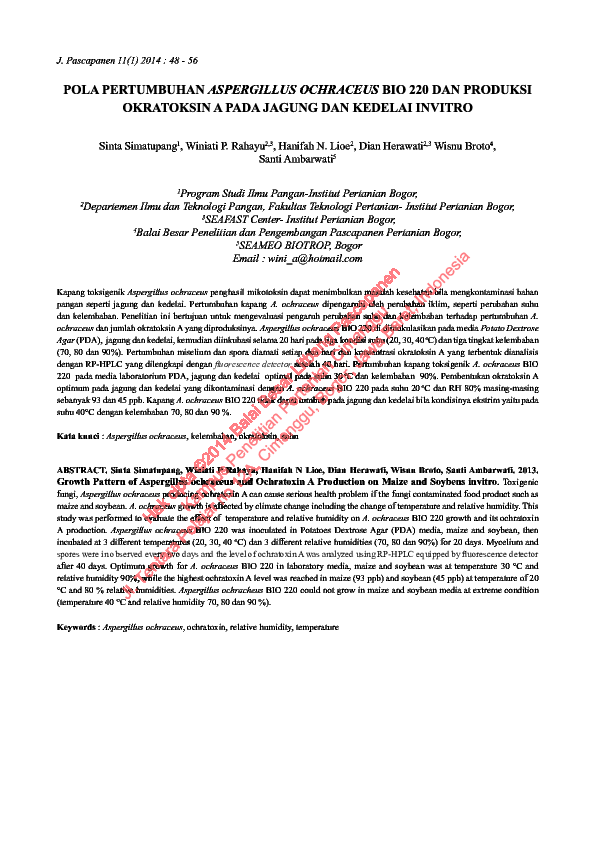 (PDF) POLA PERTUMBUHAN ASPERGILLUS OCHRACEUS BIO 220 DAN PRODUKSI ...