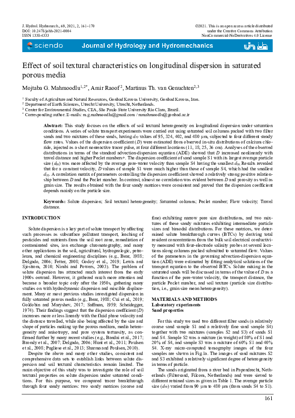 (PDF) Effect of soil textural characteristics on longitudinal ...