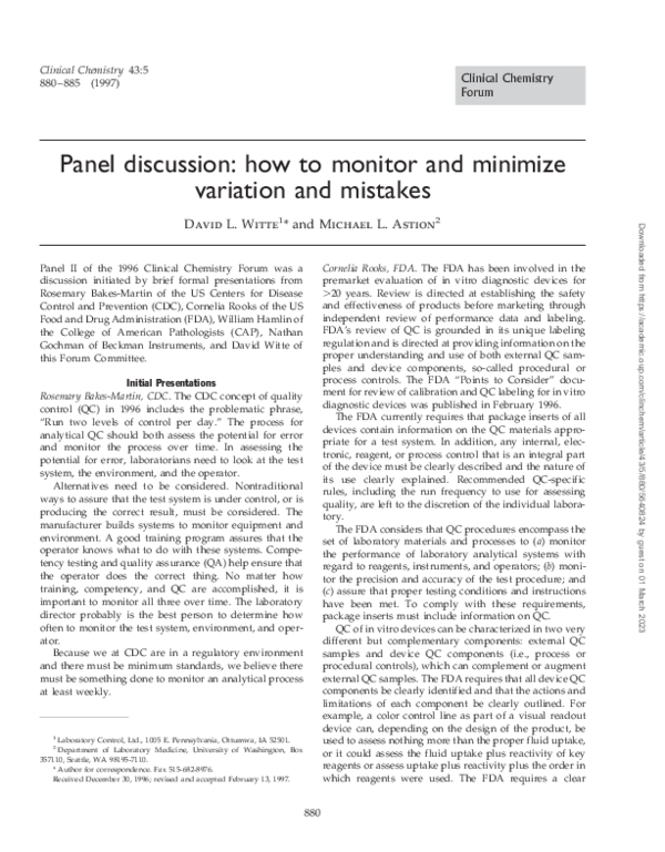 (PDF) Panel discussion: how to monitor and minimize variation and mistakes