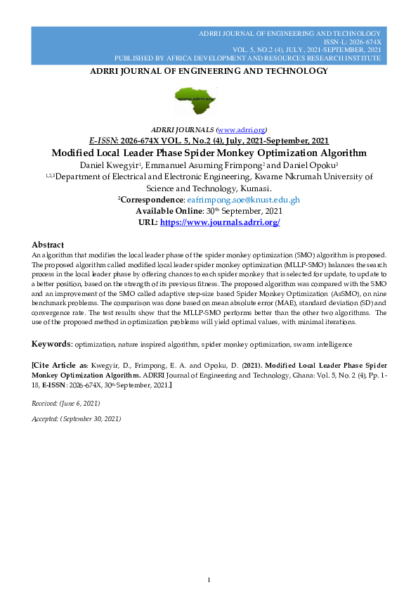 (PDF) Modified Local Leader Phase Spider Monkey Optimization Algorithm