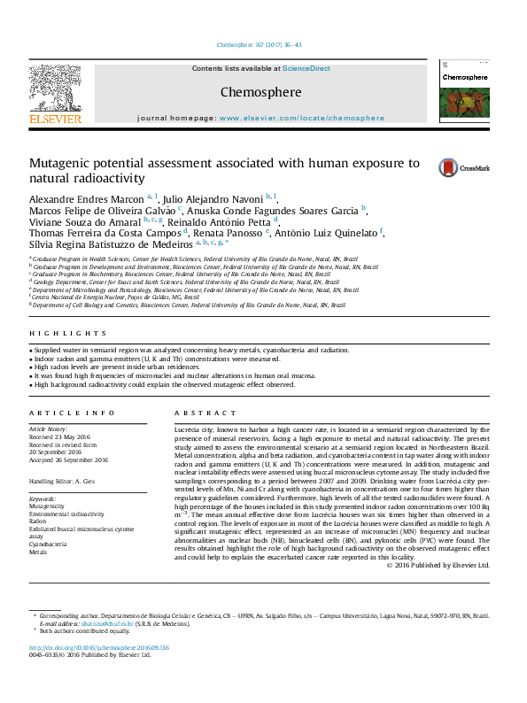 (PDF) Mutagenic potential assessment associated with human exposure to ...