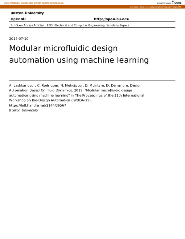 (PDF) Modular microfluidic design automation using machine learning