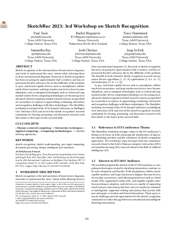 (PDF) SketchRec 2023: 3rd Workshop on Sketch Recognition