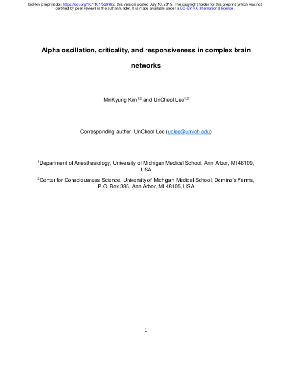 (PDF) Oscillations, criticality and responsiveness in complex brain ...