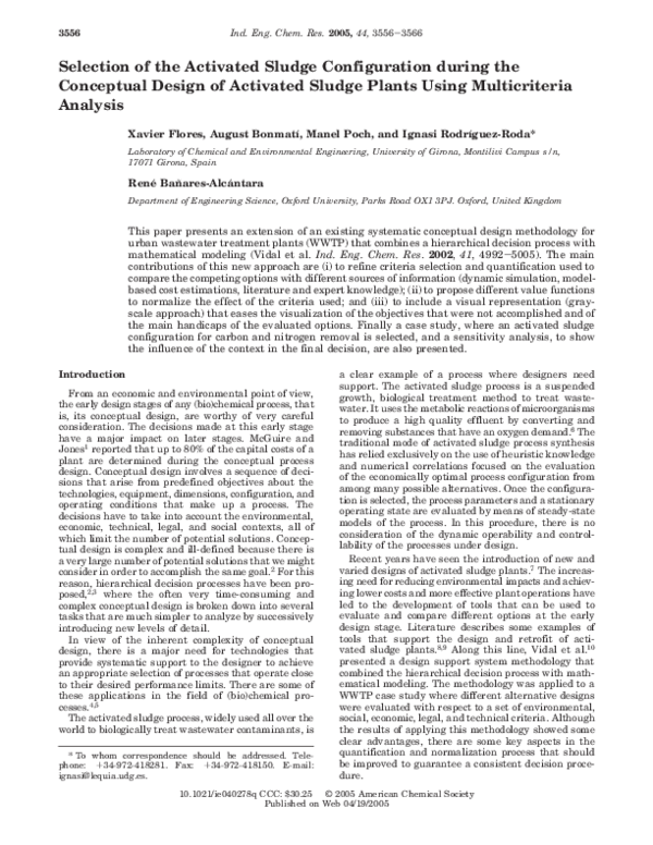 (PDF) Selection of the Activated Sludge Configuration during the ... (PDF) Selection of the Activated Sludge Configuration during the ...