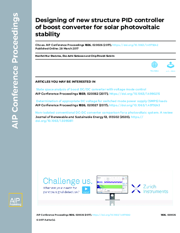 (PDF) Designing of new structure PID controller of boost converter for solar photovoltaic stability
