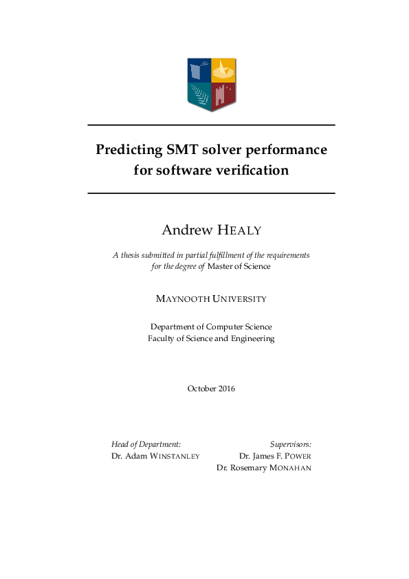 (PDF) Predicting SMT Solver Performance for Software Verification