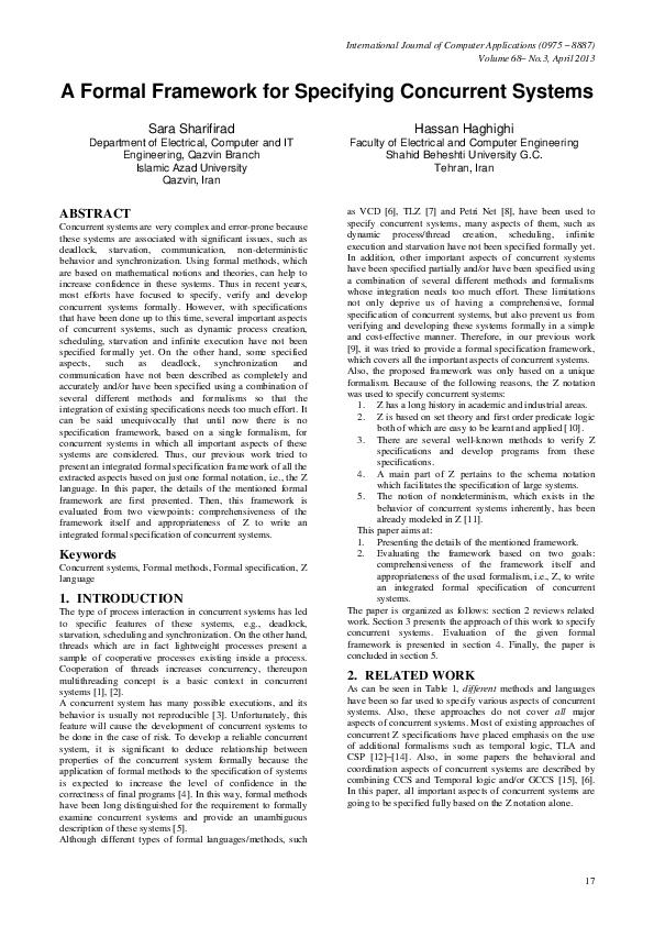 (PDF) A Formal Framework for Specifying Concurrent Systems | Hassan ...