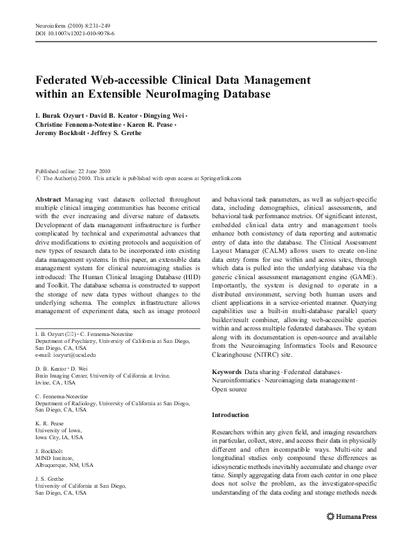 (PDF) Federated Web-accessible Clinical Data Management within an ...
