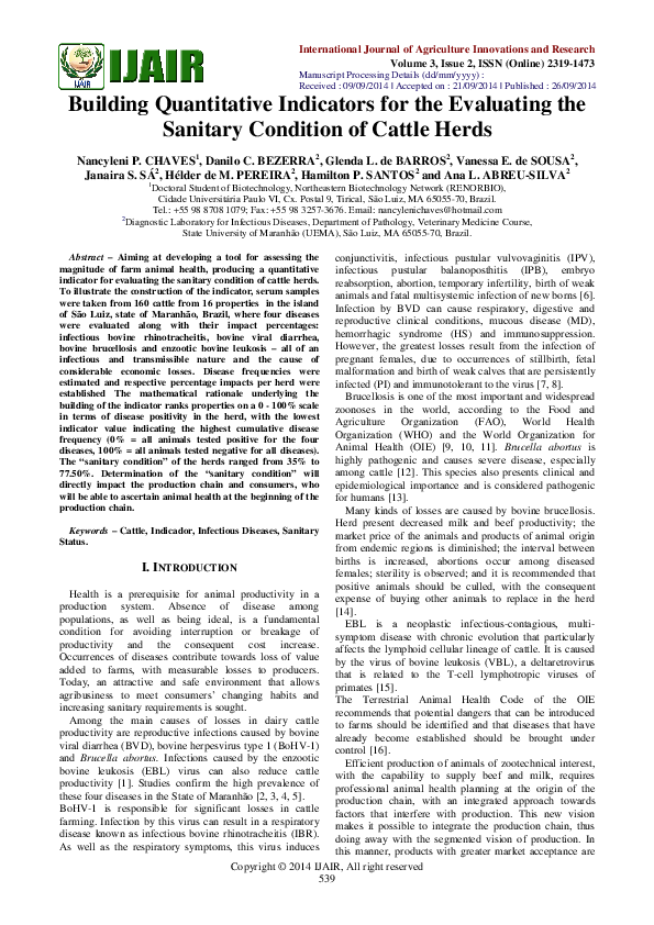 (PDF) Building quantitative indicators for the evaluating the sanitary ...