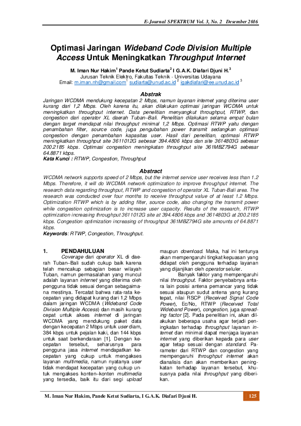 (PDF) Optimasi Jaringan Wideband Code Division Multiple Access Untuk Meningkatkan Throughput ...