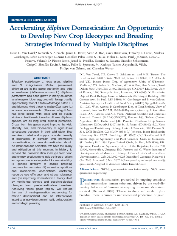 (PDF) Accelerating Domestication: An Opportunity to Develop New Crop Ideotypes and Breeding ...