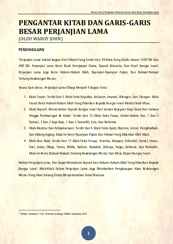 (PDF) PENGANTAR KITAB DAN GARIS-GARIS BESAR PERJANJIAN LAMA