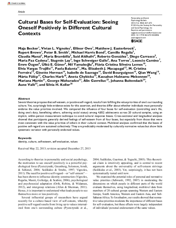 (PDF) Cultural Bases for Self-Evaluation