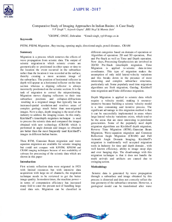 (PDF) Comparative Study of Imaging Approaches In Indian Basins: A Case Study