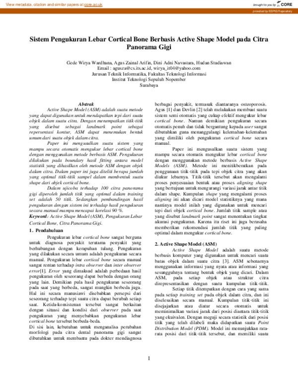 (PDF) Sistem Pengukuran Lebar Cortical Bone Berbasis Active Shape Model ...