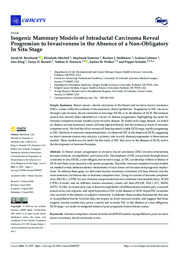 (PDF) Isogenic Mammary Models of Intraductal Carcinoma Reveal ...