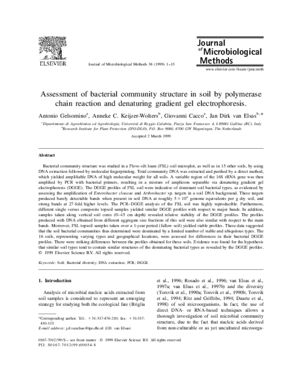 (PDF) Assessment of bacterial community structure in soil by polymerase chain reaction and ...